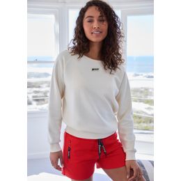 Damen Sweatshorts, BENCH. LOUNGEWEAR, Gr. 40, wei&szlig;, Sweatware, Obermaterial: 60% Baumwolle, 40% Polyester, unifarben, Hosen, mit seitlichen Schlitz