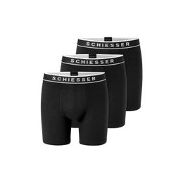 Schiesser Herren Boxershorts "Boxershort Long Shorts 3P 3er Pack", Gr. XL, schwarz, Obermaterial: 95% Baumwolle CO. 5% Elasthan EL., Unterhosen