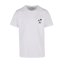 MisterTee Herren T-Shirt "MisterTee Palm Tree EMB Tee", wei&szlig;, Gr. M, bedruckt, 100% Baumwolle, Shirts