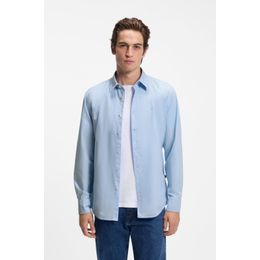 BOSS Orange Herren Langarmhemd "Relegant Regular Fit", blau, Gr. 5XL, unifarben, Web, Obermaterial: 100% Baumwolle, Hemden, Baumwolle mit BOSS
