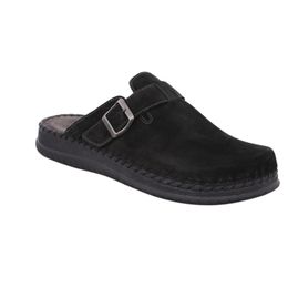 Rohde Herren Clog "ALASSIO", Gr. 44schwarz, Leder, unifarben, Schuhe, Hausschuh, Sommerschuh mit aufw&auml;ndiger Ziernaht
