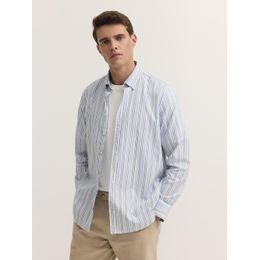Bugatti Herren Langarmhemd "Modern Fit", blau, Gr. M, gestreift, 100% Baumwolle, Hemden, Modern Fit Oxford Gestreift Button-Down