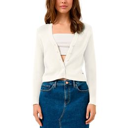 QS Damen Strickjacke, wei&szlig;, Gr. XL, unifarben, Strick, Obermaterial: 70% Viskose, 30% Polyamid, Strickjacken, mit V-Ausschnitt