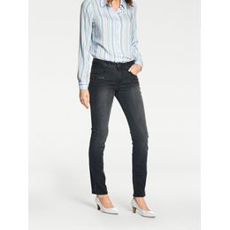 Heine Damen Push-up-Jeans, schwarz, Gr. 42, unifarben, 65% Baumwolle, 33% Polyester, 2% Elasthan, Miedereinsatz:15% Elasthan, 85% Polyamid, Jeans