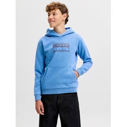 Jack & Jones Kinder Kapuzensweatshirt "JCOFUSION GRAPHIC SWEAT HOOD UNB SN JNR"campanula detail:brushed, Gr. 164, JACK & JONES JUNIOR, bedruckt, angeraute