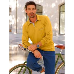Marco Donati Herren Poloshirt "Langarm-Shirt", gelb, Gr. 56, gemustert, kariert, unifarben, 100% Baumwolle, Shirts