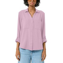 QS Damen Langarmbluse, rosa, Gr. 34, unifarben, Web, Obermaterial: 100% Polyester, Blusen, mit Knopfleiste und Brusttaschen