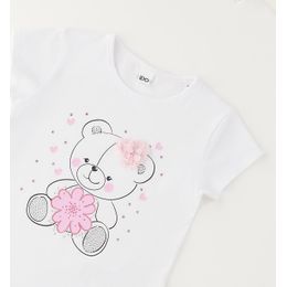 IDO M&auml;dchen T-Shirt "BABY GIRL SUMMER T-SHIRT"optical wei&szlig;, Gr. 110, 95% Baumwolle, 5% Elasthan, Shirts