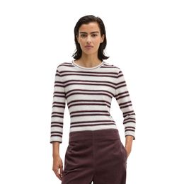 Marc O'Polo MARC O'POLO Damen T-Shirt "aus weichem Slub-Jersey", braun, Basic, Gr. M, gestreift, Obermaterial: 100% Baumwolle, Shirts