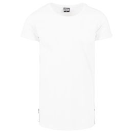 Urban Classics Herren Longshirt "Urban Classics Herren Long Shaped Side Zip Tee", wei&szlig;, Gr. L, unifarben, 100% Baumwolle, Shirts