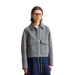 Marc O'Polo Damen Outdoorjacke "aus Wolle-Mix", grau, Gr. S, MARC O'POLO DENIM, unifarben, Obermaterial: 50% Wolle (Schafwolle), 47% Polyester, 3% Sonstige