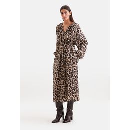 Seidensticker Damen Sommerkleidbeige, Gr. 52, bedruckt, 100% Viskose, Kleider, 1/1 Rundhals Druck