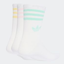 Damen Sportsocken "3-STREIFEN CREW 3ER-PACK", adidas originals, Gr. S, wei&szlig;, Obermaterial: 49% Baumwolle, 48% Polyester, 2% Elasthan, 1% Polyamid,