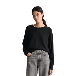 Marc O'Polo Damen Strickpullover "aus Soft Cotton Stretch", schwarz, Gr. M, MARC O'POLO DENIM, unifarben, Obermaterial: 58% Baumwolle, 25% Polyamid, 17%