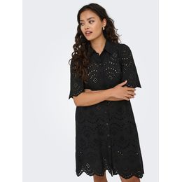 Only Damen Spitzenkleid "ONLVALAIS S/S DRESS WVN NOOS", schwarz, Gr. XL, unifarben, Web, Obermaterial: 100% Baumwolle, Kleider
