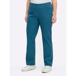 sheego Damen Schlupfhose, blau, Gr. 52, unifarben, 98% Baumwolle, 2% Elasthan, Hosen