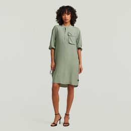 G-Star Raw G-STAR Damen Blusenkleid "DRS Fluid Dress", gr&uuml;n, Gr. L, unifarben, Web, Obermaterial: 100% Viskose, Kleider, mit verstellbaren &Auml;rmeln, Regular Fit