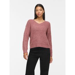 Vila Damen V-Ausschnitt-Pullover "VilaMPE V-NECK L/S KNIT TOP-NOOS", rosa, Gr. L, meliert, Strick, Obermaterial: 70% Polyester, 21% Nylon, 8% Wolle,