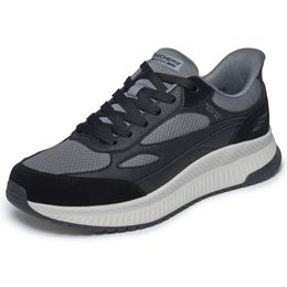 Skechers Herren Sneaker "BOBS SQUAD 4", Gr. 50,5, schwarz-wei&szlig;, Leder, Textil, Schuhe, Halbschuh, Freizeitschuh mit Slip ins