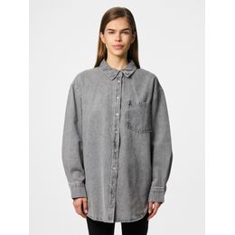 Pieces Damen Jeansbluse "PCMAISIE LS DENIM SHIRT NOOS BC", grau, Gr. XS, unifarben, Denim/Jeans, Obermaterial: 100% Baumwolle, Blusen
