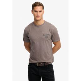 Superdry Herren Rundhalsshirt "TOKYO NARRATIVE LOOSE TEE", braun, Gr. XL, bedruckt, Single Jersey, Obermaterial: 100% Baumwolle, Shirts, mit coolem