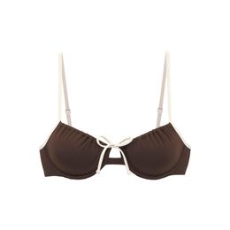 Damen B&uuml;gel-Bikini-Top "Emma", braun, Gr. 36, Copenhagen Studios, Recycling-Polyamid, Bikini-Oberteile, mit Kontrastdetails