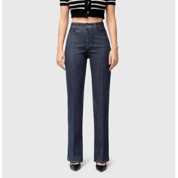 MAC Damen Bootcut-Jeans "LAURA", blau, Gr. 46, Denim/Jeans, Obermaterial: 91% Baumwolle, 7% Elastomultiester, 2% Elasthan, Jeans, Figurformende