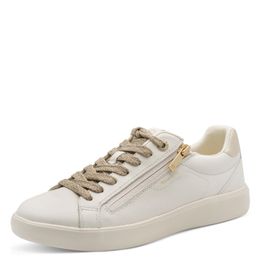Tamaris Damen Plateausneaker, Gr. 40, wei&szlig;, Leder, Lederimitat, clean, kontrastfarbene Details, Schuhe, Schn&uuml;rer, Halbschuh, Freizeitschuh mit