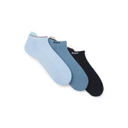 BOSS Herren Sneakersocken "3P AS Iconic CC", Gr. 43, blau, Baumwollmischung, gemustert, Socken