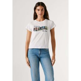 Pepe Jeans Damen T-Shirt "basic t-shirt NELA"wei&szlig;, Gr. XL, 100% Baumwolle, Shirts