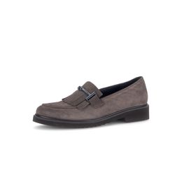 Gabor Damen Slipper, Gr. 35, grau, Veloursleder, Schuhe, Blockabsatz, Schlupfschuh, Businessschuh mit edler Zierspange