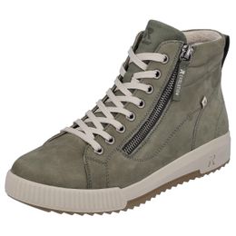 RIEKER SPORT Damen Schn&uuml;rboots, Gr. 43, gr&uuml;n, Leder, Schuhe, Stiefelette, High Top Sneaker, Freizeitboots mit Rei&szlig;verschluss