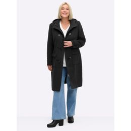 sheego Damen Dufflecoat, schwarz, Gr. 48, 70% Polyester, 30% Wolle, M&auml;ntel