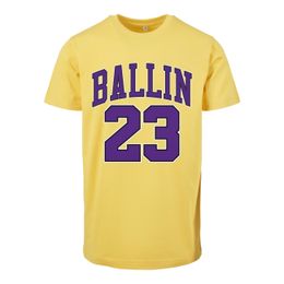 MisterTee Herren Kurzarmshirt "MisterTee Herren Ballin 23 Tee", gelb, Gr. XS, unifarben, 100% Baumwolle, Shirts
