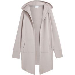 bonprix Damen Sweatjacke "Long-Sweatjacke", grau, Gr. 44, unifarben, Obermaterial: 60% Baumwolle, 40% Polyester, Sweatjacken, mit Nahtrei&szlig;verschluss,