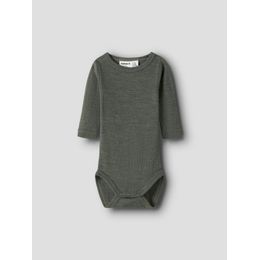 name it M&auml;dchen Langarmbody "NBNWAX WOOL RIB LS BODY NOOS", Gr. 74mulled basil, Rippstrick, Obermaterial: 100% Wolle, unifarben, Bodys, aus reiner