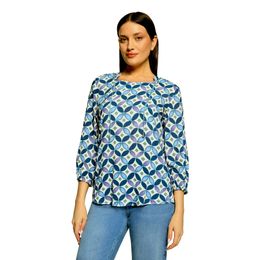 Cartoon Damen Shirtbluse "Damen mit Schn&uuml;rung"blau, gr&uuml;n, Gr. 38, Obermaterial: 100% Viskose, Blusen