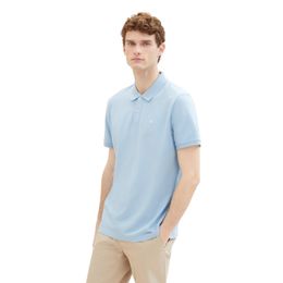 Tom Tailor Herren Poloshirt, blau, Gr. XL, Single Jersey, Obermaterial: 100% Baumwolle, Shirts, mit farblich hervorgehobener Knopfleiste
