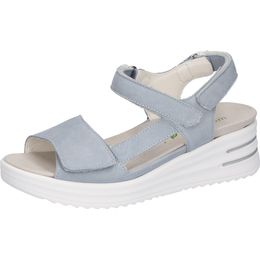 Waldl&auml;ufer WALDL&Auml;UFER Damen Keilsandalette "H-DINA", Gr. 5, blau, Nubukleder, unifarben, Schuhe, Sandale, Klettschuh, Sommerschuh in Komfortweite H (= sehr weit)
