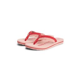 Tommy Hilfiger Damen Zehentrenner "TH CROCHET SUMMER SANDAL", Gr. 35, rosa, Textil, Schuhe, Dianette, Strandschuh in sommerlicher H&auml;keloptik