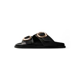 L37 Handmade Shoes Slipper 'STAY UNTIL TOMORROW' Damen Gr&ouml;&szlig;e 41 schwarz Sommerschuhe