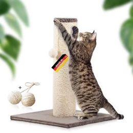 Rohrschneider &reg; Kratzbaum XL, extra dicke Kratzs&auml;ule &Oslash; 12 cm, mit Spielzeug, Bodenplatte mit Cordbezug taupe 40 cm, 40 cm, 54 cm