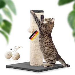 Rohrschneider &reg; Kratzbaum XL, extra dicke Kratzs&auml;ule &Oslash; 12 cm, mit Spielzeug, Bodenplatte mit Cordbezug dunkelgrau 40 cm, 40 cm, 54 cm