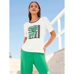 Inspirationen Damen Rundhalsshirt "Kurzarm-Shirt", wei&szlig;, Gr. 38, bedruckt, gemustert, mehrfarbig, metallic, 95% Viskose, 5% Elasthan, Shirts