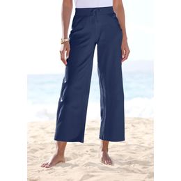 Damen 7/8-Strandhose, blau, Gr. 36, BEACHTIME BY LASCANA, unifarben, Jersey, Obermaterial: 95% Baumwolle, 5% Elasthan, Hosen, aus weichem Jersey,