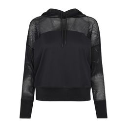 Urban Classics Damen Rundhalspullover "Urban Classics Damen Ladies Mesh Hoody", schwarz, Gr. S, unifarben, 96% Polyamid, 4% Elasthan, Pullover
