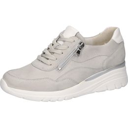 Waldl&auml;ufer WALDL&Auml;UFER Damen Keilsneaker "H-CARLA", Gr. 7, grau, Nappaleder, Nubukleder, unifarben mit Farbeinsatz, Schuhe, Komfortschuh, Schn&uuml;rschuh, Halbschuh