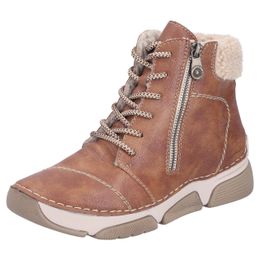 Rieker Damen Winterboots, Gr. 36, braun, Lederimitat, Textil, Schuhe, Schn&uuml;rboots, Stiefelette, Casual-Boots mit Rei&szlig;verschluss au&szlig;en