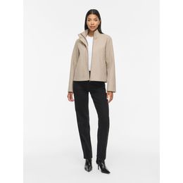 Vila Damen Kurzjacke "VICLAUDIA L/S HIGH NECK SHORT JKT- NOOS"natural melange, Gr. 36, unifarben, Web, Obermaterial: 100% Polyester, Jacken,