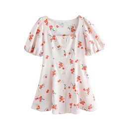 next Kleid Damen Gr&ouml;&szlig;e 46 ecru / smaragd / tanne / hellrot Sommerkleid